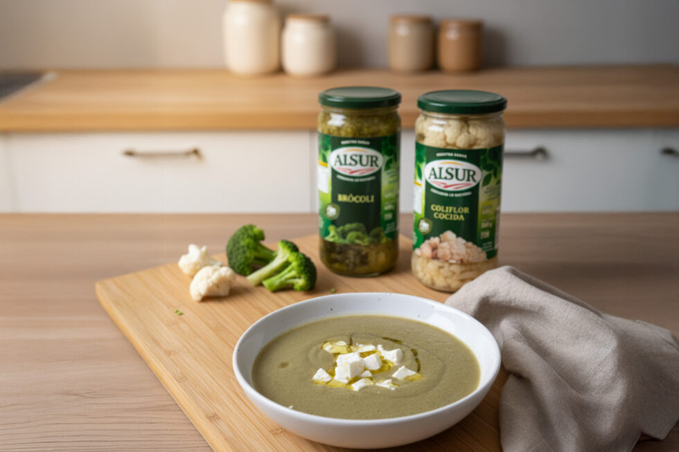 Crema de brócoli y coliflor ALSUR con toque de feta - Grupo Alsur